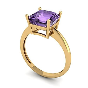 Clara Pucci 2.5 ct Asscher Cut Solitaire Simulated Alexandrite Engagement Bridal Promise Anniversary Ring 18K Yellow Gold Size 3.5