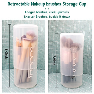 OCHEAL 2 Pack Transparent Plastic Makeup Brush Holders, Dual Use, Lightweight, Spacious