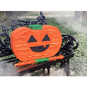 Halloween Pumpkin Piñata with stick 17"x10" Perfect for Halloween Party Decorations, Photo Prop, October Birthday, Funny and Spooky - Fits candy/favors: by Get a piñata