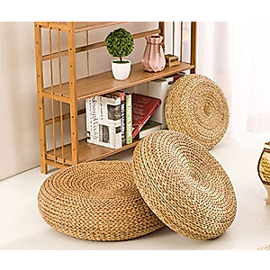 HUAWELL Japaness Style Straw Futon Knitted Round Seat Cushion Pouf Dia 60CM (23.6/6.7 Inch)