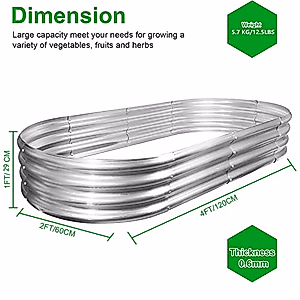SOMXOY Raised Garden Bed,Galvanized Planter Box Oval Large Matel Steel Backyard Beds Outdoor for Vegetables,Flowers,Herbs,Plant