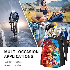 Mario Backpack Anime Game Character Patterns Multifunction Laptop Bag With Side Pockets Durable Laptop Bag For 17 In