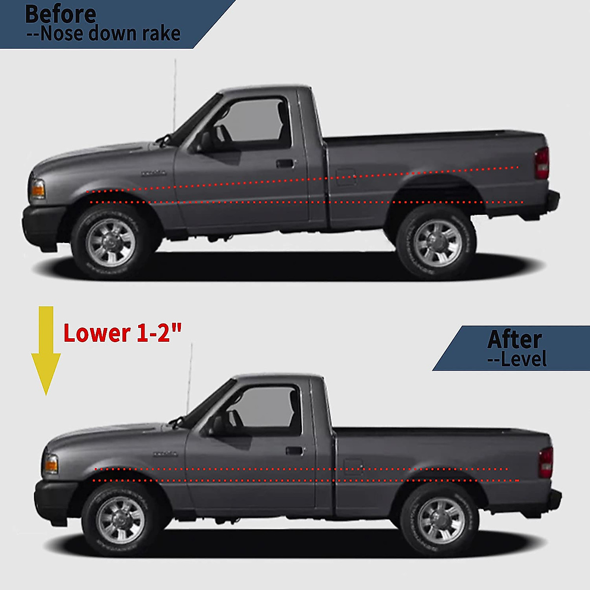 Suspension Rear Lowering Shackles 2" Leaf Spring Drop Shackle Kit fit for Chevy C1500 C2500 K1500 K2500 Suburban S10 Blazer Tahoe Silverado 1500 GMC Yukon Sierra Ford Ranger F150 Replaces 6400 410520