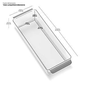 madesmart Narrow Shallow Bin - White | FRIDGE AND PANTRY COLLECTION | Soft-grip Handles and Non-slip Base | BPA-Free