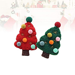 Xmas Pins Tree Brooch 2pcs Christmas Brooches Pins Wool Felt Christmas Tree Brooches Pins for Suit Shirt Sweater Random Color Diy Christmas Ornaments Diy Christmas Ornaments