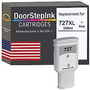 DoorStepInk Remanufactured in The USA Ink Cartridge Replacements for HP 727 300ml Gray F9J80A for Printers DesignJet T1500 T2500 T920 T930