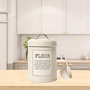 ＫＬＫＣＭＳ Rustic Metal Storage Tin Jar 3L Container, Sealed Lid, FLOUR