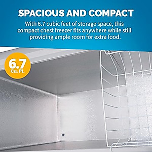 Newair Chest Freezer - 6.7 Cubic Feet Reach In Freezer Chest - Quiet Freezer with Digital Temperature Control, Open Door Alarm, and Fast Freeze Mode - Black