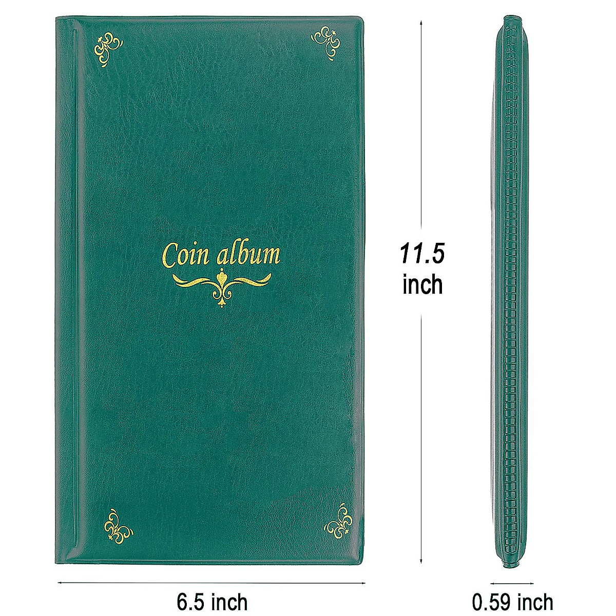 CenterZ 180 Pockets Coin Album, Penny Collecting Book, Souvenir Coins Collection Holder, Ideal for Pressed Pennies Passport, Hobby Coin Collector, Money Specie Display Storage Case (English, Green)