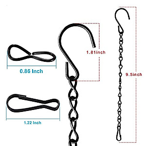 6 Pack Hanging Chains, 9.5 Inch Extra Large Heavy Duty Long Hanging Chain (Long Hanging Chains with Hooks and Clip Detachable) for Hanging Bird Feeders, Garden Plant Hangers, Decorative Ornaments