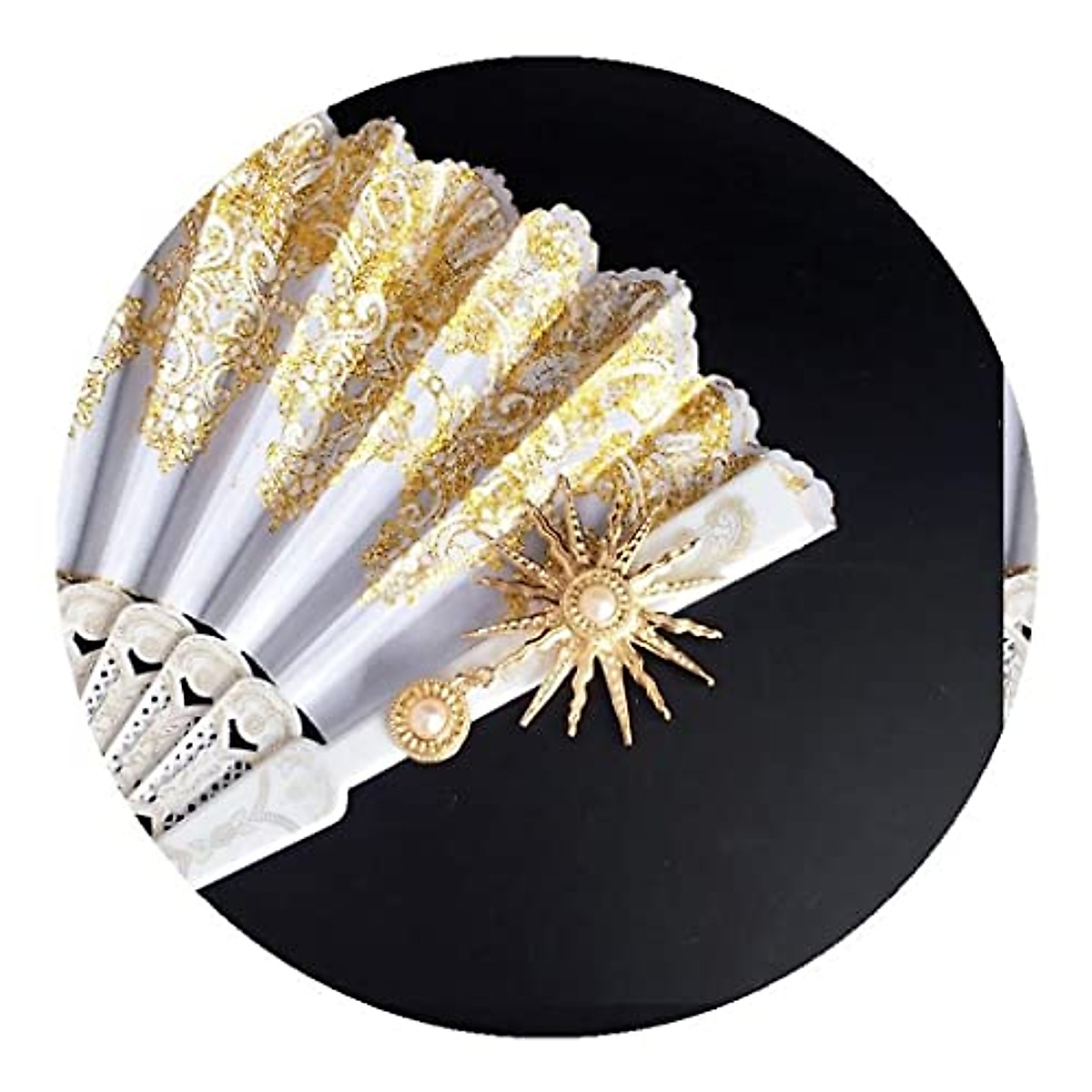 RAZZUM Folding Hand fansRetro Court Chinese Style Hand Fan，Folding Craft Dance Fan，Vintage Fold Fan for Wedding Party Lace Fan SilkChinese Fans Fan