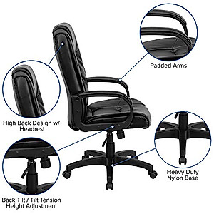 Flash Furniture High Back Black LeatherSoft Executive Swivel Office Chair with Arms