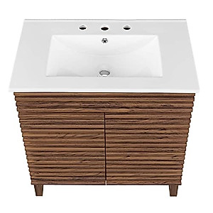 Modway Render 30" Bathroom Vanity with Sink in Walnut White