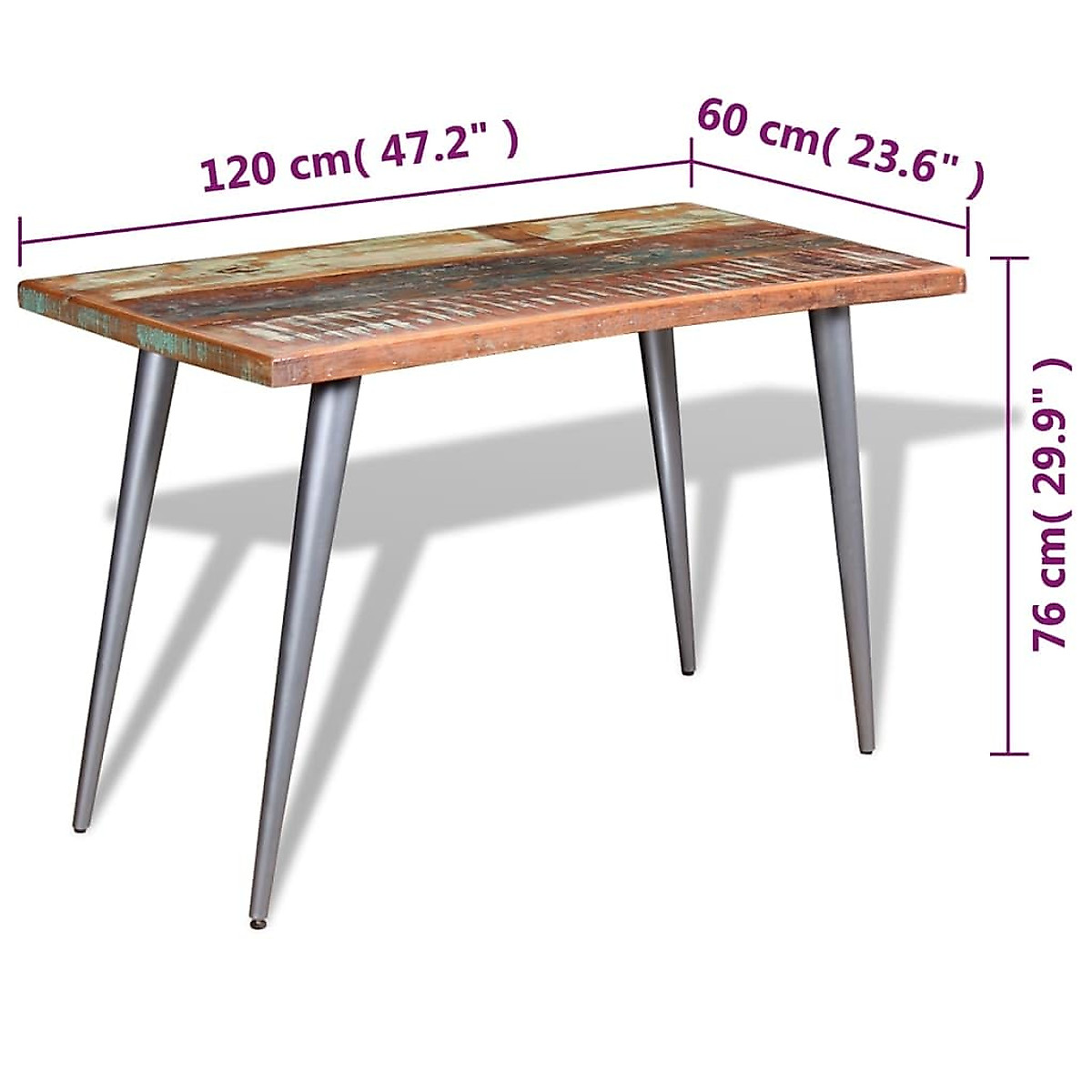 Kitchen Table Industrial Design Dining Room Table Modern Multifuntional Desk for Living Room Home Office,Dining Table Solid Reclaimed Wood 47.2"x23.6"x30"