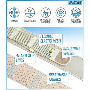 Sparthos Sacroiliac Si Hip Belt [Size Regular - Beige] Ice Packs for Injuries [Size Large + Cover]
