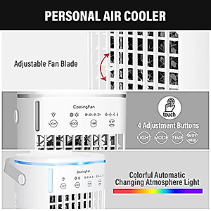 Small Portable Air Conditioner, Evaporative Air Cooler Portable, Personal Air Conditioner Mini Portable, Fans that Blow Cold Air, Desktop Cooling Humidifier Fan for Small Room/Office/Dorm/Bedroom