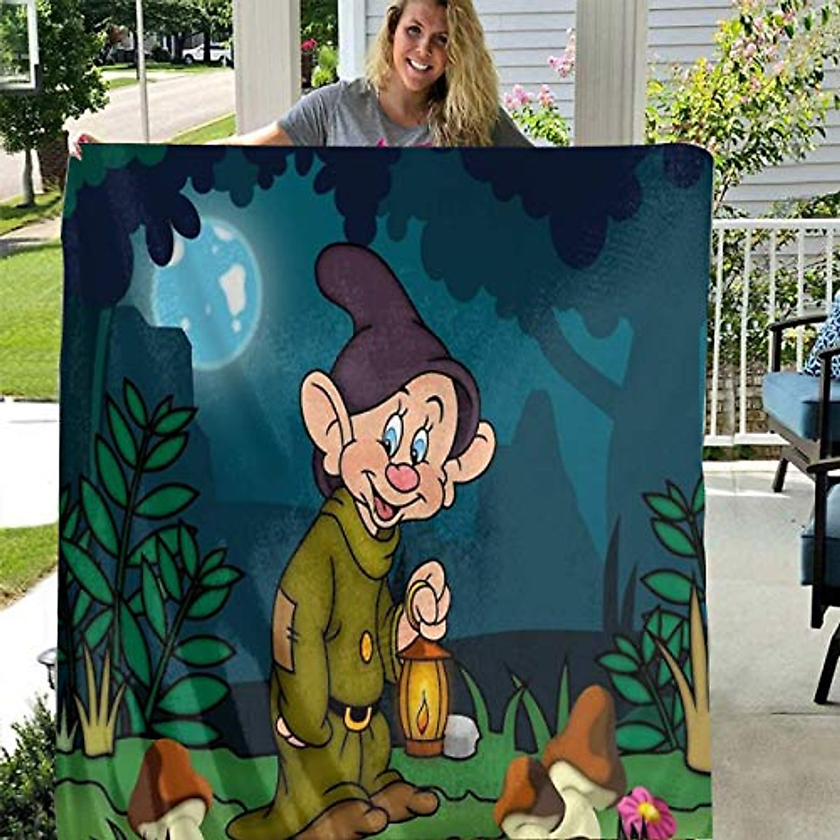 Dopey Lantern- Ultra Soft Throw Blanket Flannel Fleece All Season Light Weight Living Room Bedroom Warm Blanket 80×60inch L M