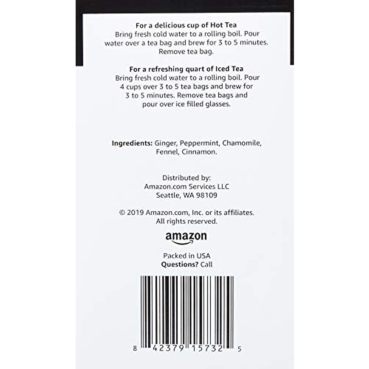 Amazon Brand - Happy Belly Ginger Herbal Tea Bags, 20 Count