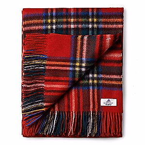 House of Edinburgh 100% Lambswool Ultra Soft Bed/Sofa Cover Tartan Blanket Throw - (Royal Stewart)
