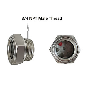 3/4'' NPT Male Hex Head Stainless Steel Oil Sight Glass Liquid Level Gauge Oil Indicator Window For Air Compressor Gearbox Fittings Hydraulic Tank Sight Glass (3/4'' NPT Male)
