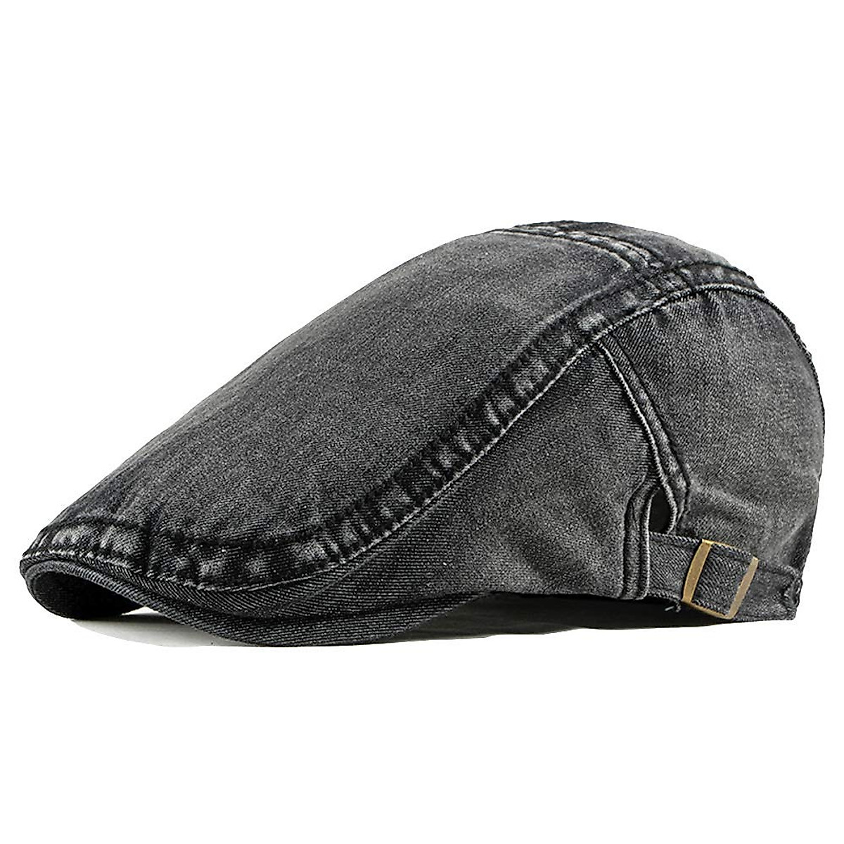 2 Pack Mens Denim Cotton Newsboy Cap Ivy Gatsby Driving Hunting Cabbie Hats (2 Pack-C)
