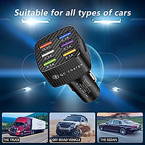 Car Charger Adapter,6 Ports USB QC3.0 Fast Car Charger QC3.0/3.1A,32V Upgraded Smart Shunt Car Phone Charger Compatible iPhone 14 13 12 Pro Max/All Smart Phones (Black)