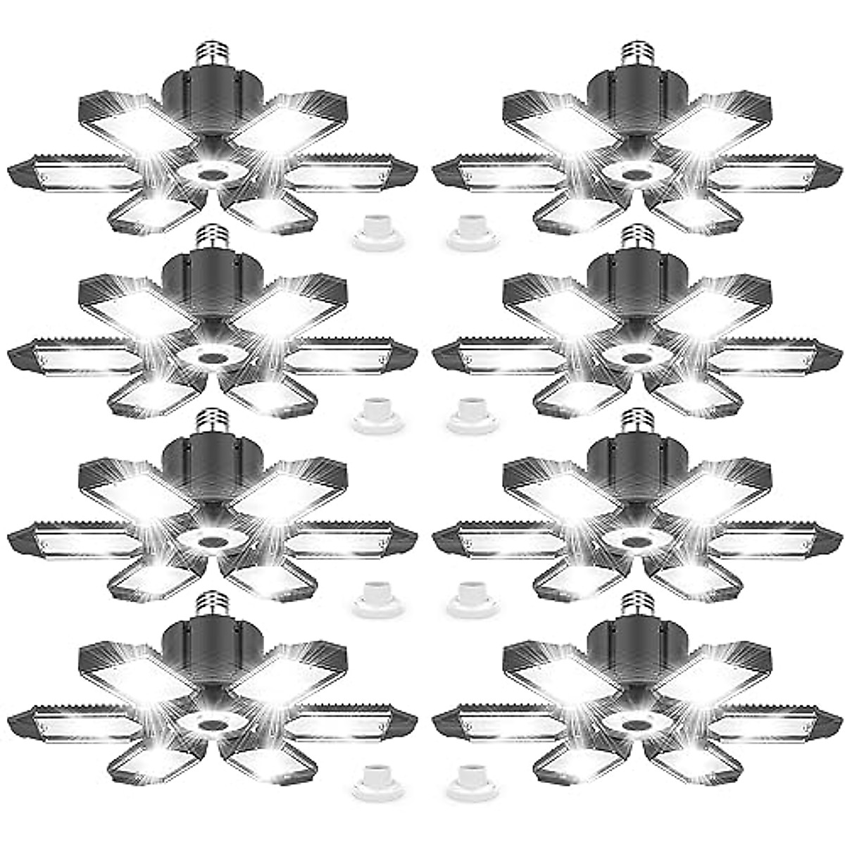 Led Garage Lights 8 Pack 220W Garage Light Ceiling Led Deformable LED Shop Lights for Workshop Led Lights for Garage E26 E27 Screw in Garage Light