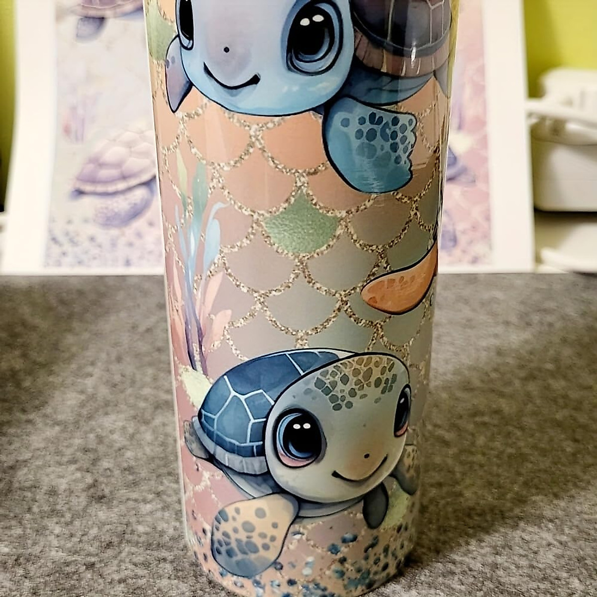 ROONMKUU Cartoon Turtles Tumbler With Lid And Straw, 20oz Stainless Steel Water Bottle, Insulated Water Cups, Summer Winter Drinkware, Outdoor Travel Accessories