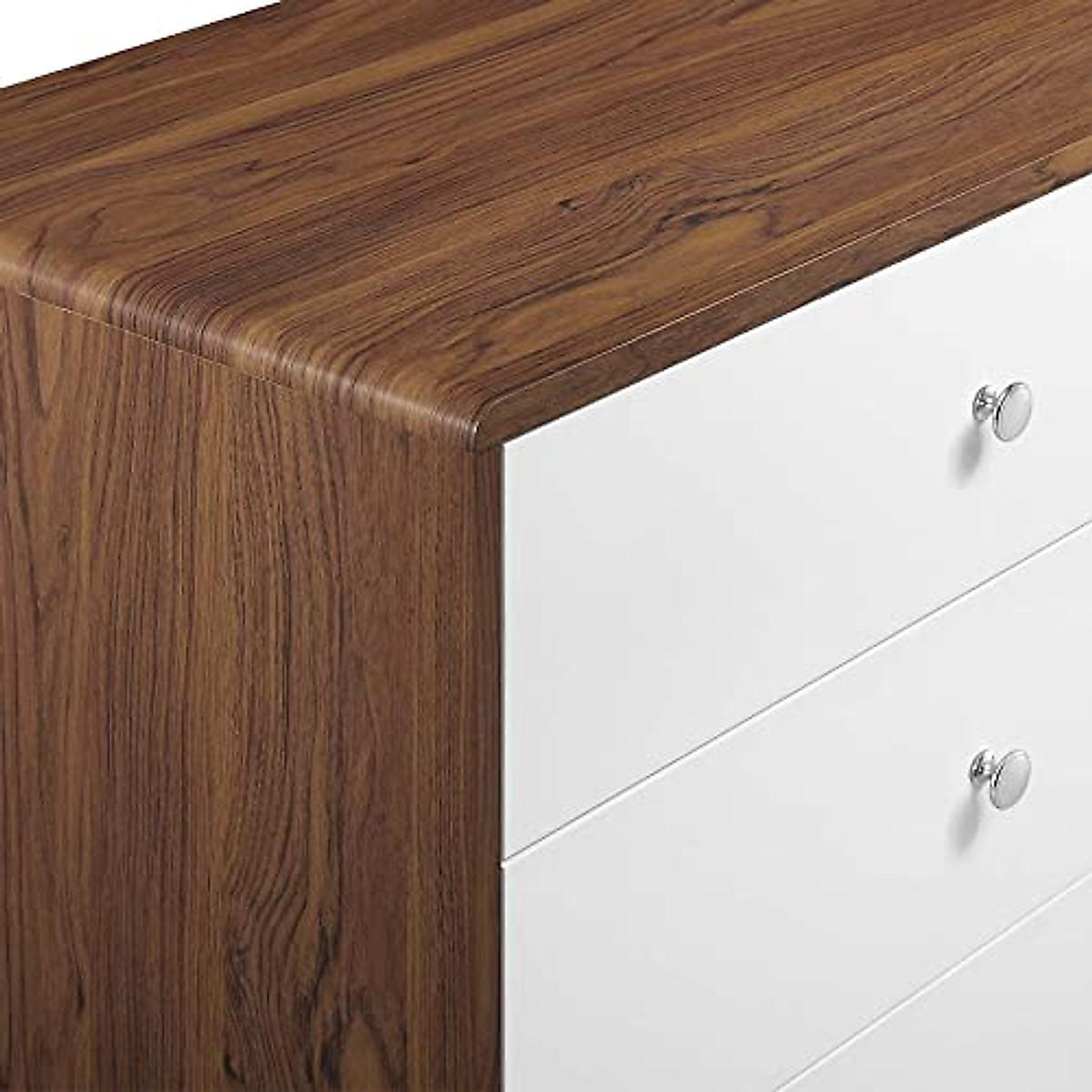 Modway Transmit 60" Particleboard Wood Dresser in Walnut/White