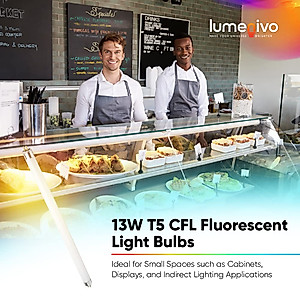 lumenivo F13T5CW Fluorescent Bulbs 21 Inch CFL 13 Watt Light Bulbs T5 4100K Cool White - with G5 Miniature Bipin Base - for Under Cabinets, Counters, and Others - 2 Pack