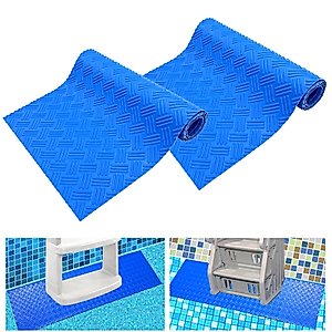 2 Rolls Swimming Pool Ladder Mat - Protective Pool Ladder Pad Step Mat with Non-Slip Texture, Blue Medium 36 inch X 9 inch