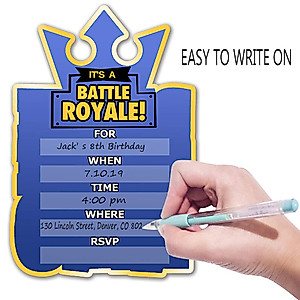 ukebobo 30 Gaming Party Invitations Card with Envelopes - Double Sided - Video Game Invitations - Game Party Supplies