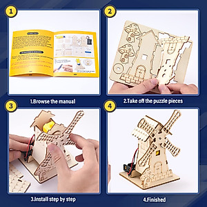 Yutin 5 in 1 STEM Kits for Kids，Wood Craft Kit for Boys Age 8-12, DIY Science Building Projects for 6-8, 3D Wooden Puzzles Assembly Model Set, STEM Crafts for Girls Age 6 7 8 9 10 11 12 14 Year Old