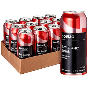 Amazon Brand - Solimo Red Energy Drink, Sugar Free, 16 fl oz (Pack of 12)