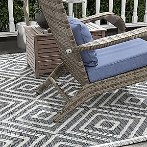 Outsunny Patio Wicker Adirondack Chair with Ottoman, Outdoor Fire Pit Chair with Cushions, High-Back, Large Seat & Armrests for Deck, Garden & Backyard, Gray