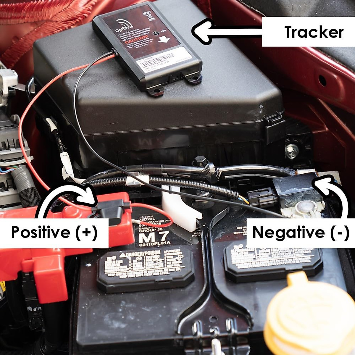 Optimus Wired GPS Tracker for Vehicles - Easy Installation on Car's Battery - Low Cost Subscription Plan Options