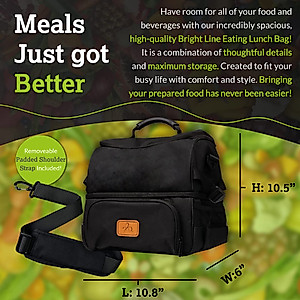 Bright Line Eating 12-Can Insulated Cooler Bag – Black PEVA Foam Lining Lunch Bag – Soft Cooler Bag w/Pockets & Mesh Shoulder Strap – Travel Cooler Bag w/Double-Deck Compartments for Camping & Beach