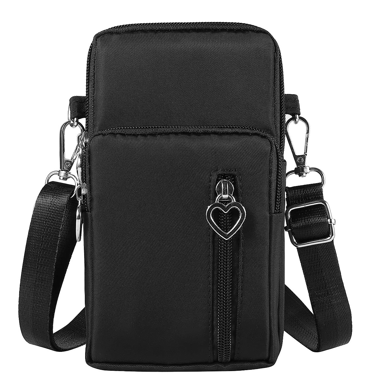 YICHEEY Nylon Cell Phone Purse Wallet Small Crossbody Phone Bag Pouch with Wrist Strap & Adjustable Shoulder Straps (Black)
