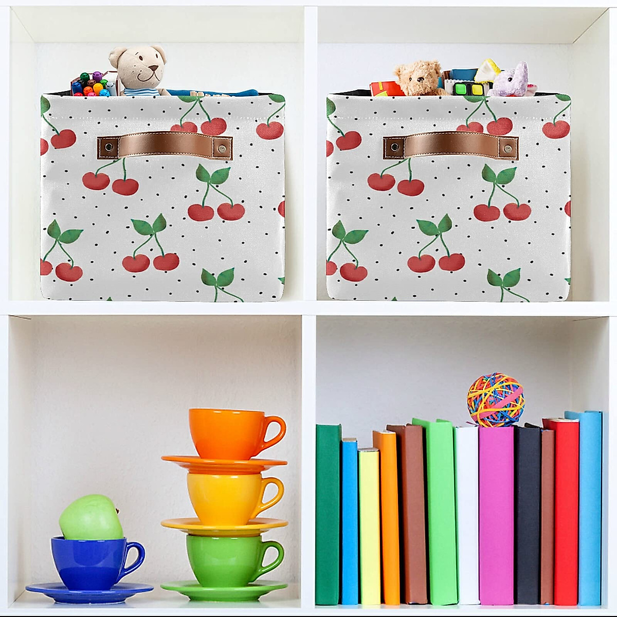 xigua Red Cherry Storage Bin for Toy Storage Basket Dirty Clothes Sundries Office Home Closet Organizer Shelf Cube Box Waterproof Laundry Basket