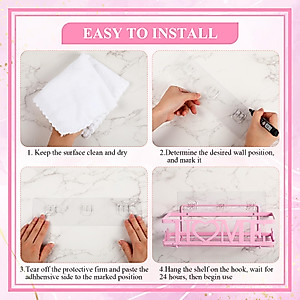 Tisancy Bathroom Accessories Set 2 Set Shower Caddy for Bathroom Organizer Wall Decor for Tub Kitchen Self Adhesive Wall Mounted Storage No Drilling Shower Rack Basket Bin Tray with 4 Hook Heart Sign