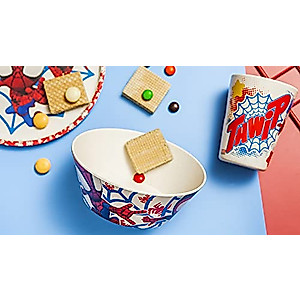 Zak Designs Marvel Spider-Man Dinnerware Set for Kids Includes 8" Plate, 6" Bowl, and 10oz Tumbler, Durable and Sustainable Melamine Bamboo Material (3-Piece Set, Spidey and His Amazing Friends)