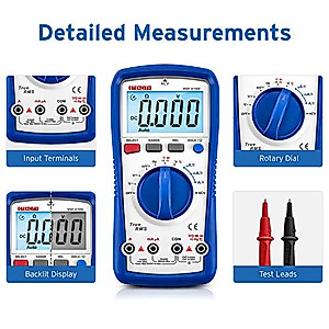 Etekcity Professional Digital Multimeter Voltmeter A1000, AC/DC Voltage Tester, TRMS 6000 Counts, Current, Resistance, Frequency, Continuity, Capacitance, Diode, Temperature, NCV