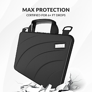 UZBL 13-14 inch Chromebook Case Protective Laptop Hard Cover Sleeve, Always-on Work in Case with Carrying Handle Shoulder Strap (Black PU)