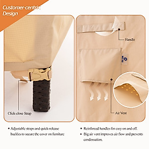 WJ-X3 2-Seater Outdoor Loveseat Covers, Heavy Duty Patio Couch Covers, Patio Sofa Covers Waterproof, High Wind Resistant Design for Outdoor Furniture Cover, 58W x 40D x 35H, Beige & Coffee