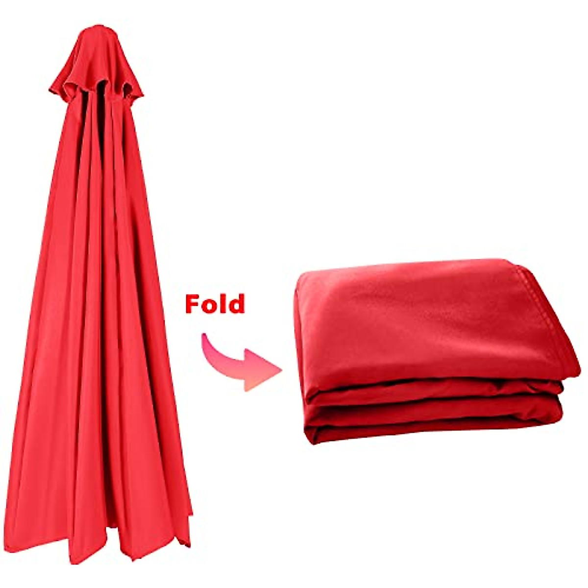 ABCCANOPY 9ft Outdoor Umbrella Replacement Top Suit 8 Ribs (Red)