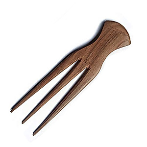 Plai Na Comb for African Hair |Parting Comb for Braiding Wooden Afro Pick Comb Three Tooth Cornrows Stylist