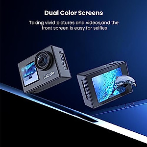 SJCAM Upgraded SJ4000 Action Camera 4K Ultra HD Dual Screen Underwater Camera 98FT Waterproof, 170° Wide Angle, Stabilization, 5X Zoom, WiFi Camera with Extra Battery, SD Card, Helmet Accessories Kit