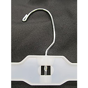 NAHANCO 1610PCLH Plastic Baby/Infant Size Skirt/Pant Hangers, Long Metal Swivel Hook and Plastic Pinch Clips, Heavy Weight, 9", White (Pack of 100)