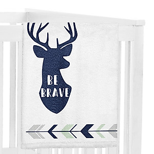 Sweet Jojo Designs Woodland Deer Boy Milestone Blanket Monthly Newborn First Year Growth Mat Baby Shower Memory Keepsake Gift Picture - Navy Blue, Mint and Grey Woodsy Forest Arrow Be Brave