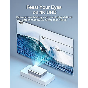 4K Ultra Short Throw Laser TV Home Theatre Projector, 2500 ANSI Lumens,HDR10, Built-in Harman Kardon Soundbar, Ultra HD Smart Laser Projector for Movies&Video&Gaming, Easy Installation